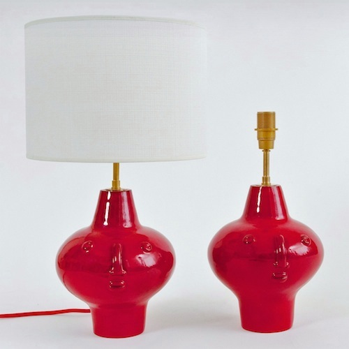 DaLo - Pair of Red Ceramic Lamp Bases